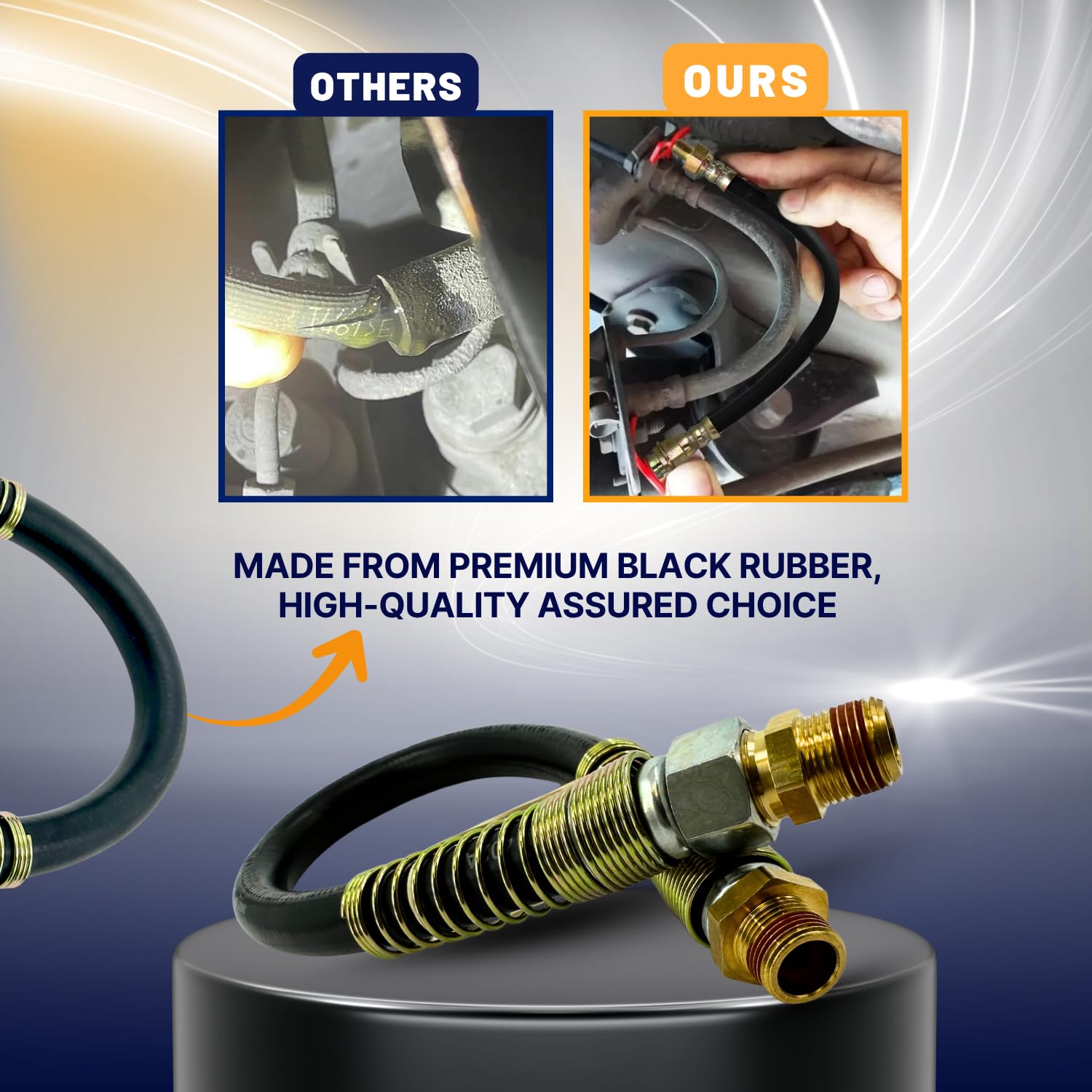 TORQUE 18" Air Brake Hose 3/8” x 3/8” Swivel Rubber Air Brake Line ...